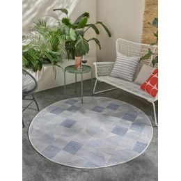 benuta Nest In- & Outdoor-Teppich Rund Bronco Dunkelblau &oslash; 160 cm - Teppich f&uuml;r Balkon, Terrasse & Garten
