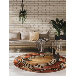benuta Nest In- & Outdoor-Teppich Artis Beige/Kupfer &oslash; 160 cm - Teppich f&uuml;r Balkon, Terrasse & Garten