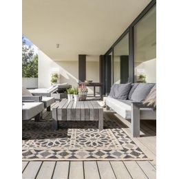 benuta Nest In- & Outdoor-Teppich River Beige/Blau 200x285 cm - Teppich f&uuml;r Balkon, Terrasse & Garten