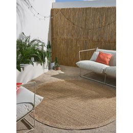 benuta Nest In- & Outdoor-Teppich Rund Agra Multicolor/Beige &oslash; 160 cm - Teppich f&uuml;r Balkon, Terrasse & Garten