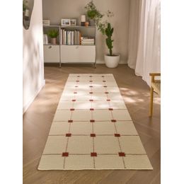 benuta Pure Wollteppich L&auml;ufer f&uuml;r Flur Grady Cream 80x250 cm - Naturfaserteppich aus Wolle