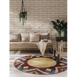 benuta Nest In- & Outdoor-Teppich Rund Kenya Multicolor &oslash; 160 cm - Teppich f&uuml;r Balkon, Terrasse & Garten