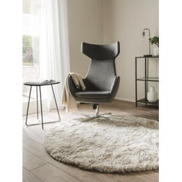 benuta Nest Hochflor Shaggyteppich Whisper Beige &oslash; 200 cm - Hochflor Teppich f&uuml;r Wohnzimmer