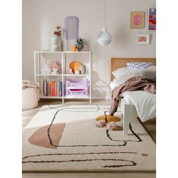 benuta Pop Hochflor Shaggyteppich Louise Multicolor 140x200 cm - Hochflor Teppich f&uuml;r Wohnzimmer