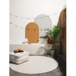 benuta Pop In- & Outdoor-Teppich Rund Mars Cream &oslash; 160 cm - Teppich f&uuml;r Balkon, Terrasse & Garten