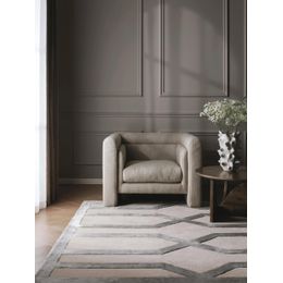 benuta Finest Kurzflor Teppich Maxim Cream/Grau 250x350 cm - Moderner Kurzflor-Teppich f&uuml;r Wohnzimmer