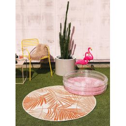 benuta Nest In- & Outdoor-Teppich Rund Cleo Orange &oslash; 120 cm - Teppich f&uuml;r Balkon, Terrasse & Garten