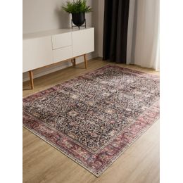benuta Basic Waschbarer Teppich George Multicolor/Rot 60x120 cm - Vintage-Stil Teppich im Used-Look