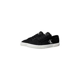 Sneaker Calvin Klein Jeans "ESS VULC LOW CV MG WN", Damen, Gr. 41, schwarz, wei&szlig;, Textil, Schuhe Sneaker, Halbschuh, Freizeitschuh, Schn&uuml;rschuh in Retro-Optik