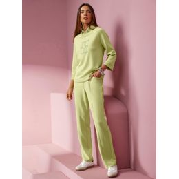 Sweatshirt Heine, Damen, Gr. 50, gr&uuml;n (pistazie), 50% Modal, 44% Polyester, 6% Elasthan, unifarben, Rundhals, Sweatshirts Sweatshirt