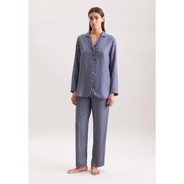 Pyjama Seidensticker, Damen, Gr. 42, dunkelblau, 100% Modal, gestreift, Homewear-Sets Pyjama