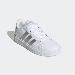 Sneaker adidas Sportswear "GRAND COURT LIFESTYLE TENNIS LACE-UP", M&auml;dchen, Gr. 34, wei&szlig; (cloud wei&szlig;, matte silber, matte silber), Synthetik, Textil, Schuhe Sneaker, Design auf den Spuren des adidas Superstar, f&uuml;r Kinder & Jugendliche