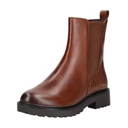 Stiefelette Caprice "Caprice Stiefelette Leder/Textil", Damen, Gr. 39, braun (cognac), Leder, Textil, Schuhe Stiefelette