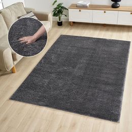 Teppich OTTO HOME "Lilari Shaggy Premium, weich, modern" Gr. 1, grau (dunkelgrau), B:60cm H:30mm L:90cm, Polyester, Teppiche, Teppich, Uni-Farben, kuschelig, & weich, Wohnzimmer, Schlafzimmer, Esszimmer