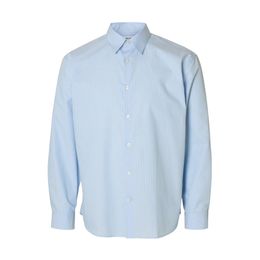 SELECTED Button Up Shirt 'SLHBen' male size L Light blue / Brown / White