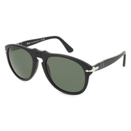 Persol 0PO0649 | Herren-Sonnenbrille | Fassung: Vollrand, Pilot, Acetat, Schwarz | Glasfarbe: Gr&uuml;n