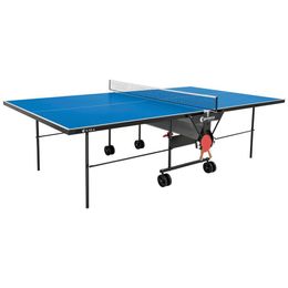 Tischtennistisch, Blau, Metall, Holzwerkstoff, 152.5x76x274 cm, Made in Germany, hochwertige Aluminium Verbundplatte, durch Playback-Stellung f&uuml;r Alleintraining geeignet, wetterfest, fahrbar mit schwenkbaren Rollen, klappbare Tischtennisplatte, Ballhalterung, Schl&auml;gerhalterung, einfacher Auf- und Abbau, Spielfeldmarkierung, Freizeit, Sport & Fitness, Spieltische