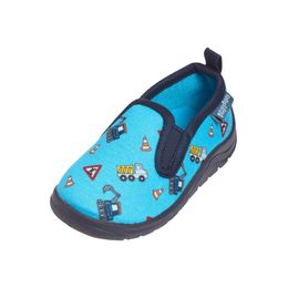 Playshoes Hausschuh 'Baustelle' Jungen Gr&ouml;&szlig;e 26.5 t&uuml;rkis / dunkelblau / mischfarben
