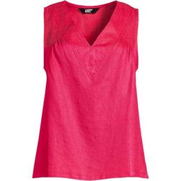 LANDS' END Leinen-Top mit V-Ausschnitt, Damen,  Pink, Leinen, by Lands' End
