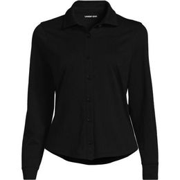 LANDS' END Lang&auml;rmelige Supima-Jerseybluse, Damen,  Schwarz, Baumwolle, by Lands' End