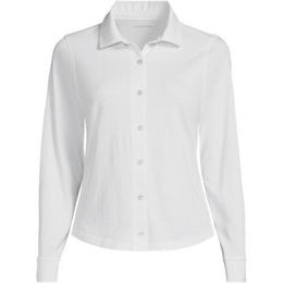LANDS' END Lang&auml;rmelige Supima-Jerseybluse, Damen,  Wei&szlig;, Baumwolle, by Lands' End