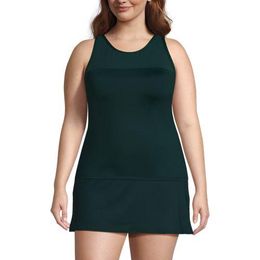 LANDS' END Tankinitop mit Mesh-Detail, hoher Ausschnitt, Damen,  Gr&uuml;n, Elasthan/Nylon-Mischung, by Lands' End
