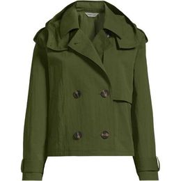 LANDS' END Kurzer Trenchcoat mit Kapuze, Damen,  Gr&uuml;n, by Lands' End
