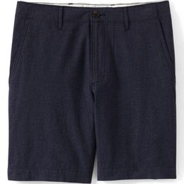LANDS' END Classic Fit Leinenmix-Shorts, 18 cm, Herren,  Blau, Leinen/Baumwoll-Mischung, by Lands' End