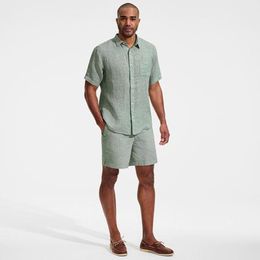 LANDS' END Leinenmix-Shorts mit Dehnbund, 18 cm, Herren,  Gr&uuml;n, Leinen/Baumwoll-Mischung, by Lands' End
