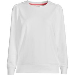 LANDS' END Sweatshirt SERIOUS SWEATS mit Puff&auml;rmeln, Damen,  Wei&szlig;, Baumwoll-Mischung/Polyester-Mischung, by Lands' End
