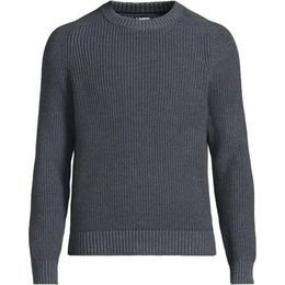LANDS' END Drifter Strukturstrick-Pullover, Herren,  Grau, Baumwolle, by Lands' End