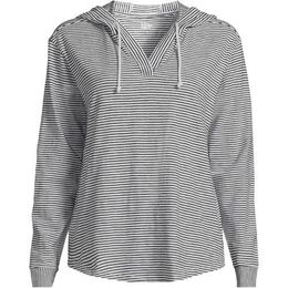 LANDS' END Flammgarn-Kapuzenshirt, Damen,  Blau, Baumwolle, by Lands' End