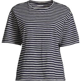 LANDS' END Kastiges Flammgarnshirt mit kurzen &Auml;rmeln, Damen,  Blau, Baumwolle, by Lands' End