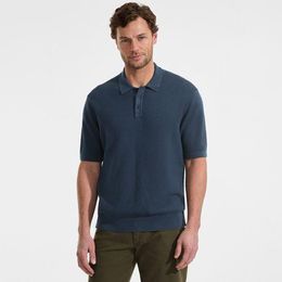 LANDS' END Feinstrick-Poloshirt aus Baumwolle, Herren,  Blau, Baumwolle, by Lands' End