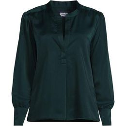 LANDS' END Satinbluse mit langen &Auml;rmeln, Damen,  Gr&uuml;n, Polyester, by Lands' End