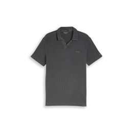 Tom Tailor Herren Resort Poloshirt im Used-Look, schwarz, Uni, Gr. XXL