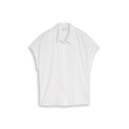 Tom Tailor Damen Loose Fit Bluse mit Leinenanteil, wei&szlig;, Uni, Gr. 46