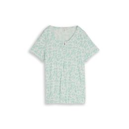 Tom Tailor Damen Crinkle T-Shirt mit Muster, gr&uuml;n, Gemustert, Gr. M