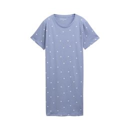 Tom Tailor Damen Nachthemd mit Punkte-Print aus Baumwolle, blau, Gepunktet, Gr. L/40