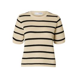 Selected Pullover 'SLFVINNA' Damen Gr&ouml;&szlig;e S beige / schwarz