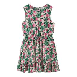 name it Kleid 'Vinaya' M&auml;dchen Gr&ouml;&szlig;e 128 dunkelgr&uuml;n / pink / wei&szlig;