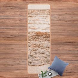 Bilderwelten Yogamatte Kork Motiv beige Strand Sportmatte - Goldener Strand - Meerblick rutschfest