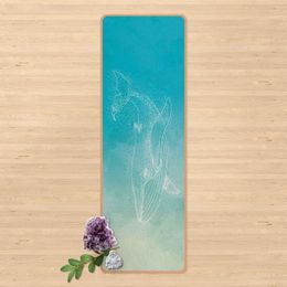 Bilderwelten Yogamatte Kork Illustration t&uuml;rkis Tiere Aquarell - Blauwal auf Blauem Aquarell - Gymnastik rutschfest