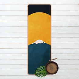 Bilderwelten Yogamatte Kork modern gelb Natur Sportmatte - Sonne, Mond und Berge - Berg rutschfest