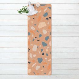 Yogamatte Kork - Detailliertes Terrazzo Muster Asti - modern petrol Training Mosaik Gymnastik rutschfest