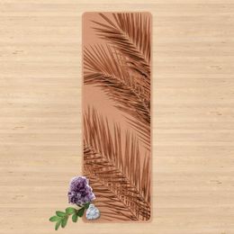 Bilderwelten Yogamatte Kork Tropisch braun Natur Sportmatte - Bronzefarbene Palmenwedel - Palme rutschfest