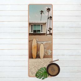 Yogamatte Kork - Leb deinen Traum in Kalifornien - Motiv beige Strand Sportmatte Landschaft rutschfest