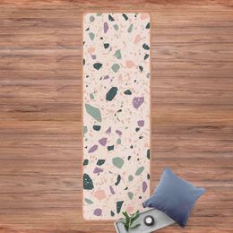 Bilderwelten Yogamatte Kork Vintage t&uuml;rkis Training Mosaik - Detailliertes Terrazzo Muster Agrigento - Geometrisch rutschfest