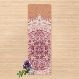 Bilderwelten Yogamatte Kork Illustration rot Spirituell Aquarell - Mandala Aquarell Ornament rot - Mandala rutschfest