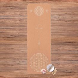 Bilderwelten Yogamatte Kork Unifarben weiss Spr&uuml;che Sportmatte - Wunschname Blume des Lebens Wei&szlig; - Meditation rutschfest